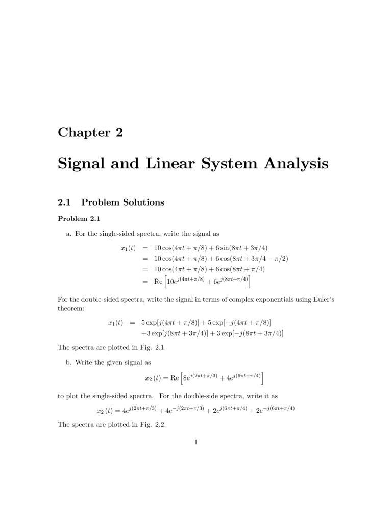 Signal & Linear System Analysis: Problem Solutions
