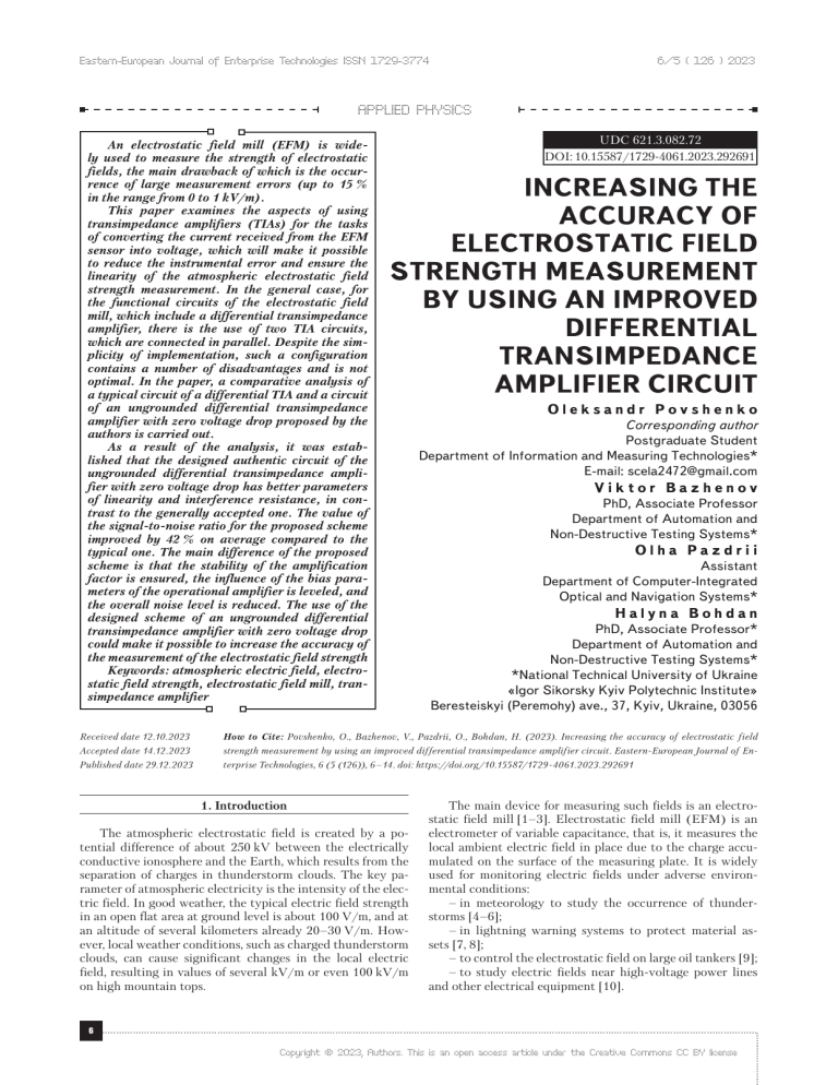 Electrostatic Field Measurement Accuracy Improvement