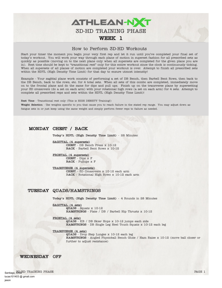 3D-HD Workout Plan: 3-Week Training Program