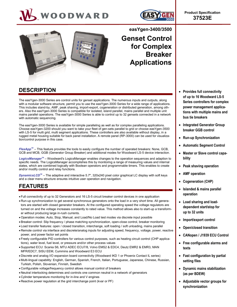 easYgen-3400/3500 Genset Control Product Specification