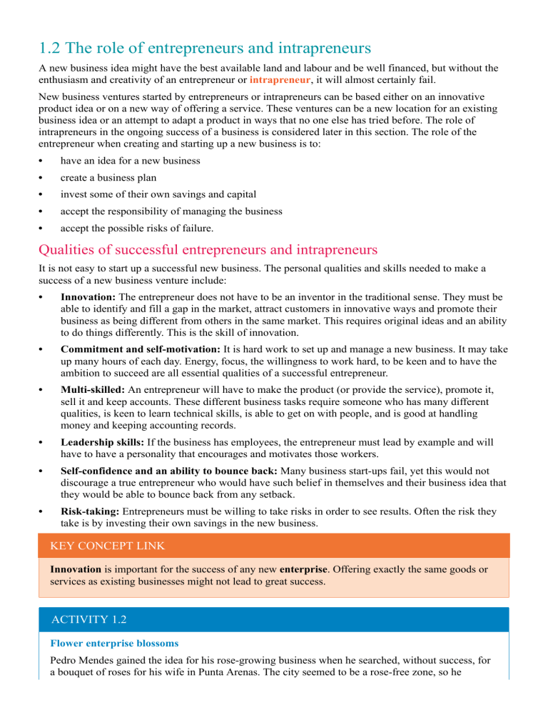 Entrepreneurs & Intrapreneurs: Role, Qualities, Barriers