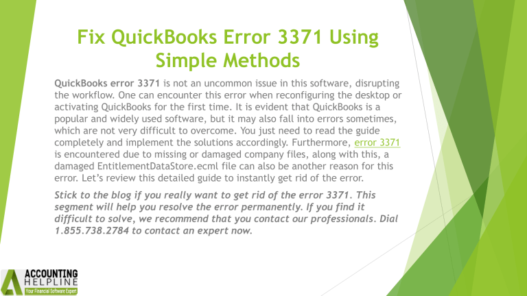 Fix QuickBooks Error 3371: Simple Solutions