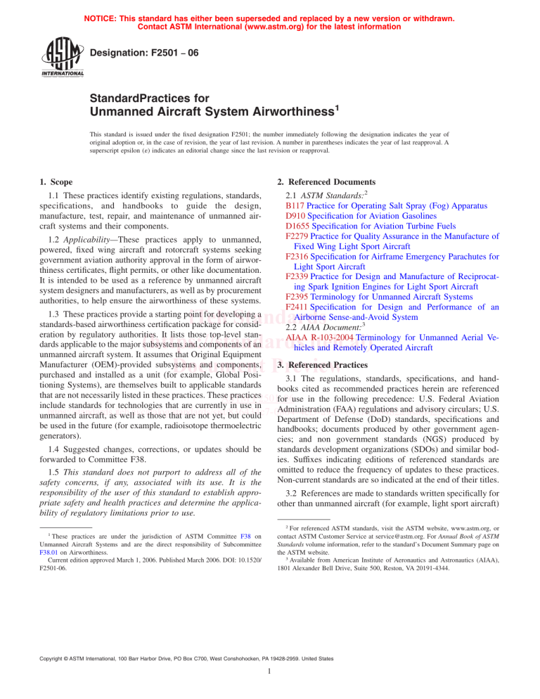 UAS Airworthiness Standard Practices: ASTM F2501
