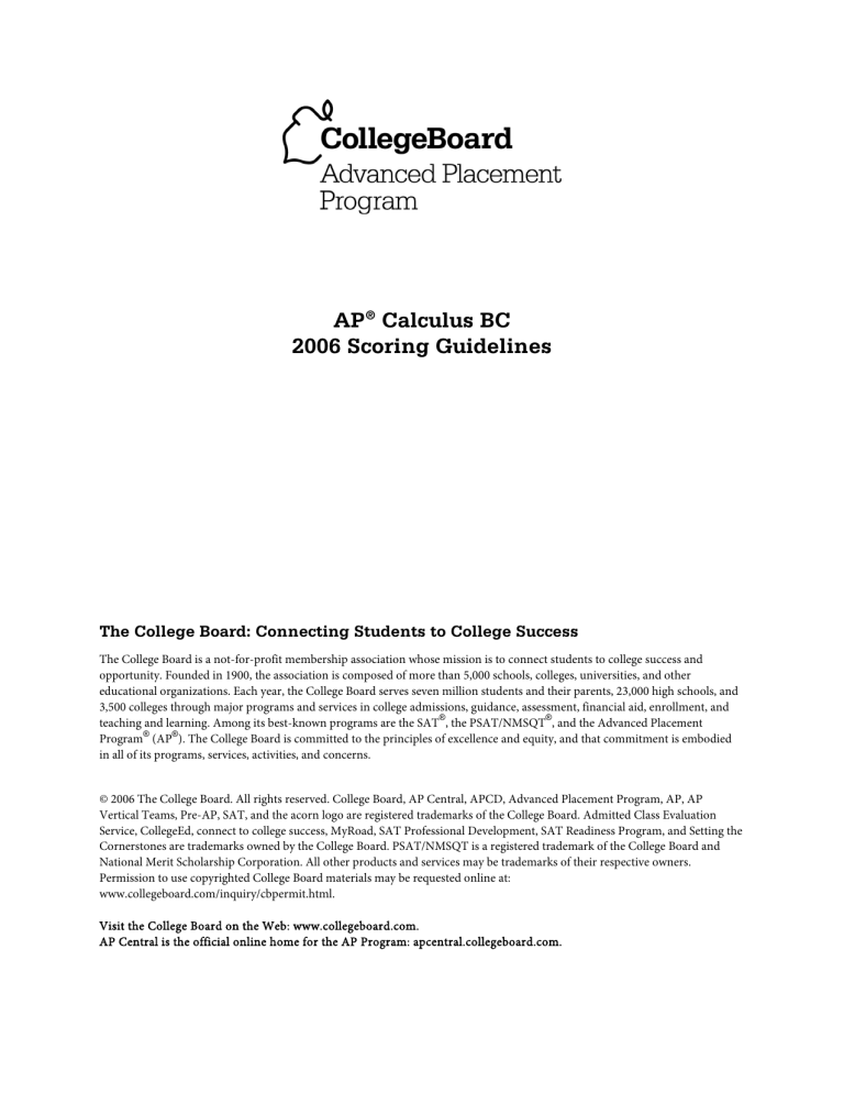 AP Calculus BC 2006 Scoring Guidelines