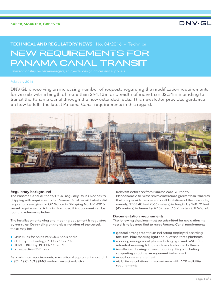 Panama Canal Transit Requirements: DNV GL Tech News