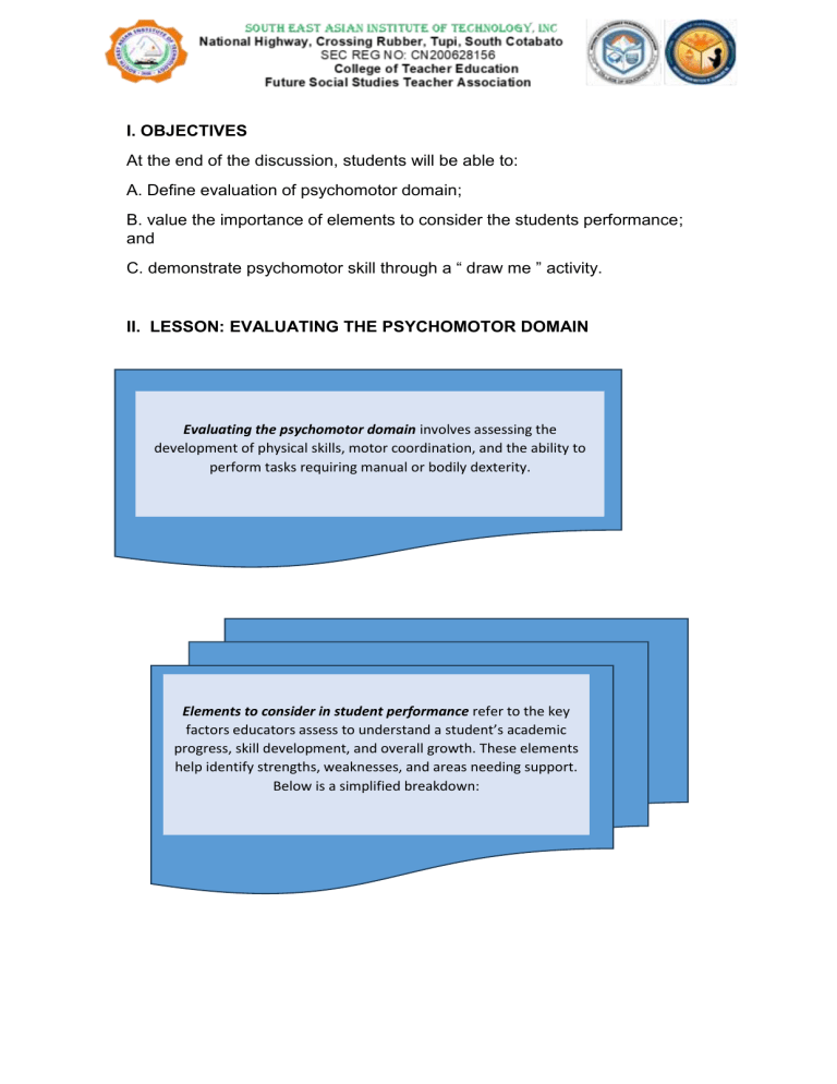 Evaluating Psychomotor Domain: Lesson Plan & Activity