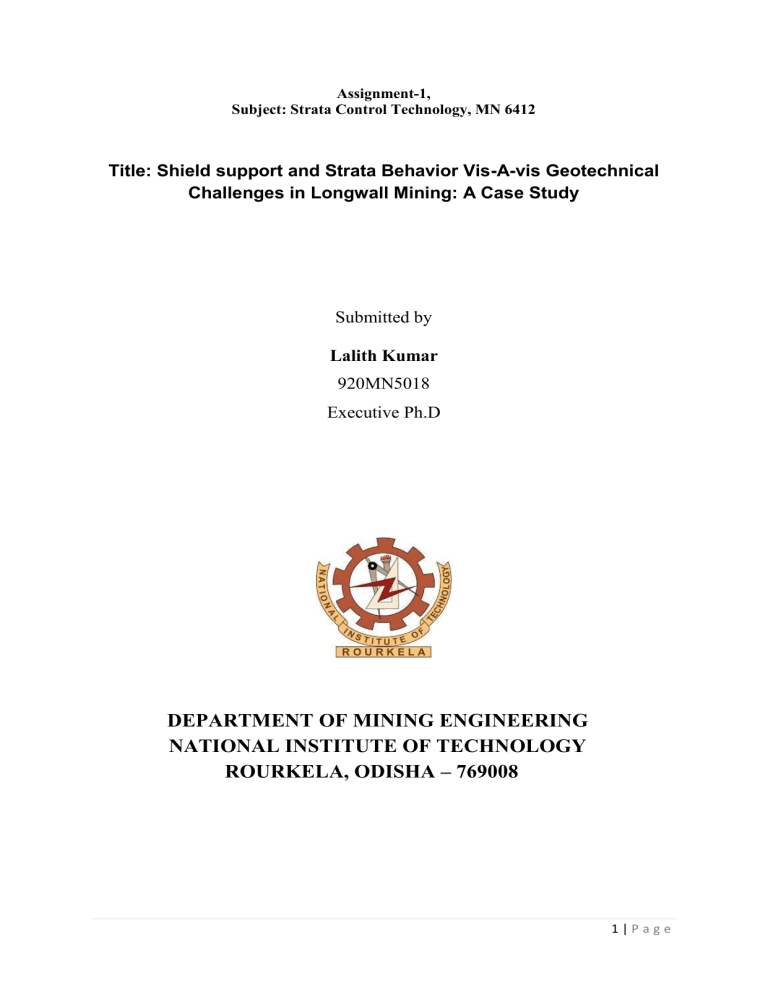 Longwall Mining Strata Control: A Case Study