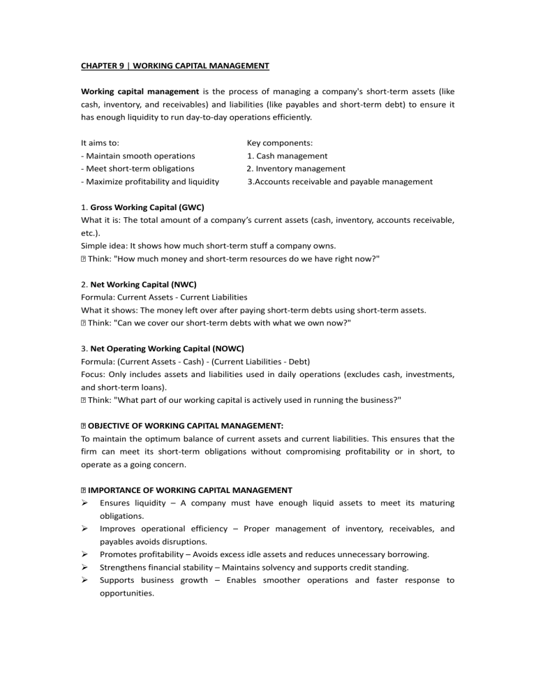 Working Capital Management: Concepts, Policies & Importance