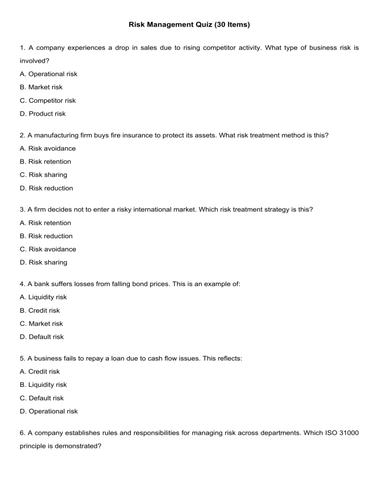 Risk Management Quiz: Test Your Knowledge