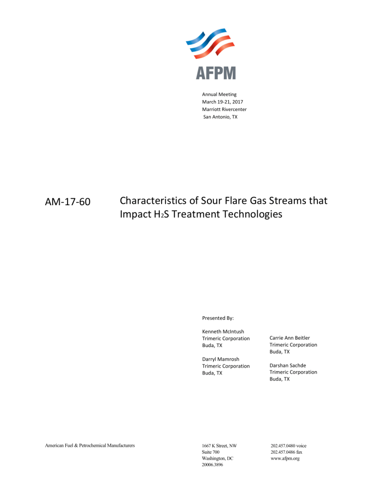Sour Flare Gas H2S Treatment: Characteristics & Technologies