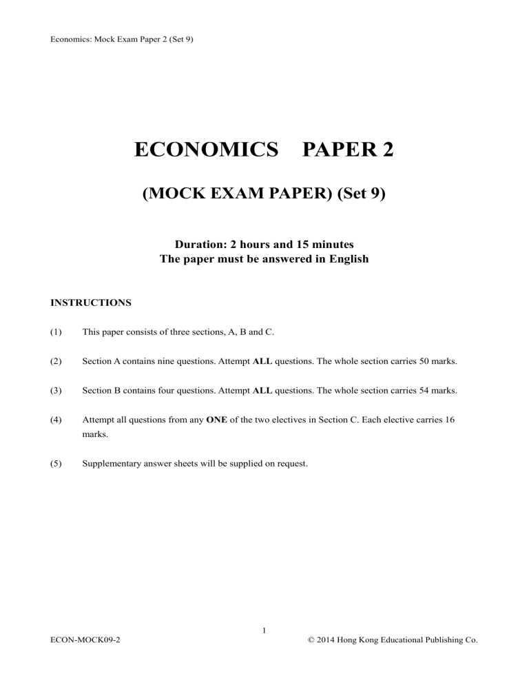 Economics Mock Exam Paper 2 (Set 9)
