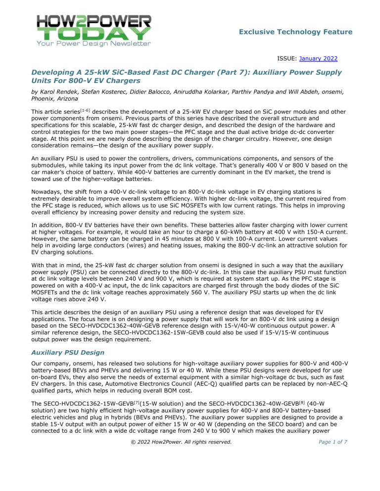 SiC-Based Fast DC Charger: Auxiliary Power Supply Design