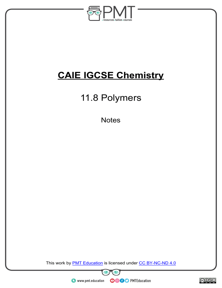 IGCSE Chemistry: Polymers - Notes & Key Concepts
