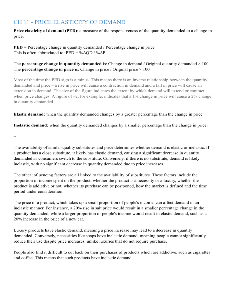 Price Elasticity of Demand & Supply: Economics Chapter