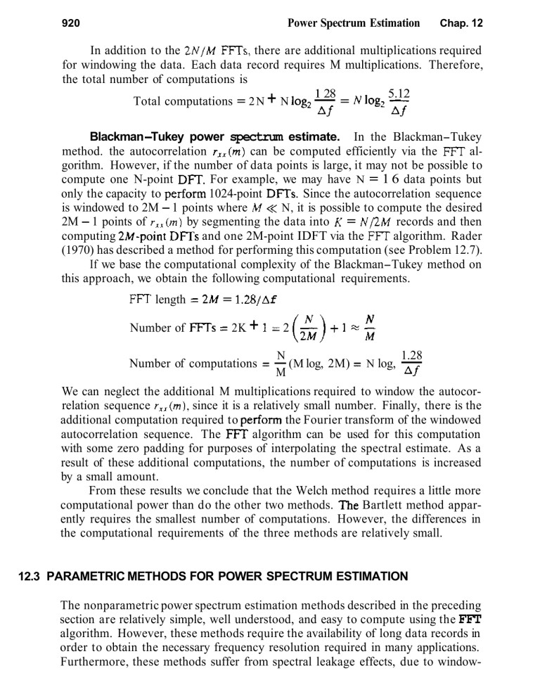 Power Spectrum Estimation Methods: Textbook Excerpt
