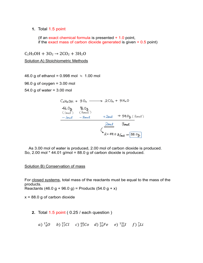 Chemistry Worksheet: Stoichiometry & Nomenclature