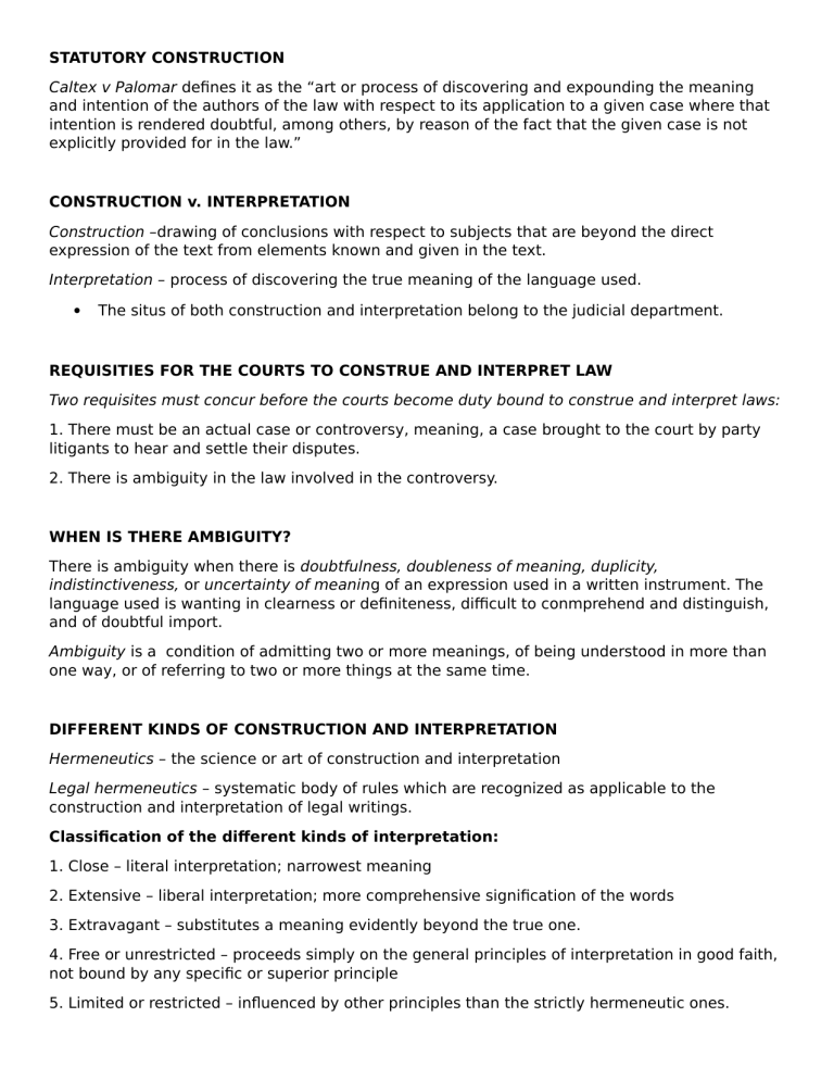 Statutory Construction & Legal Interpretation Guide