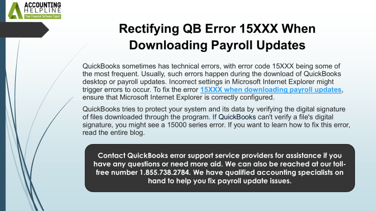 Fix QuickBooks Error 15XXX: Payroll Update Solutions