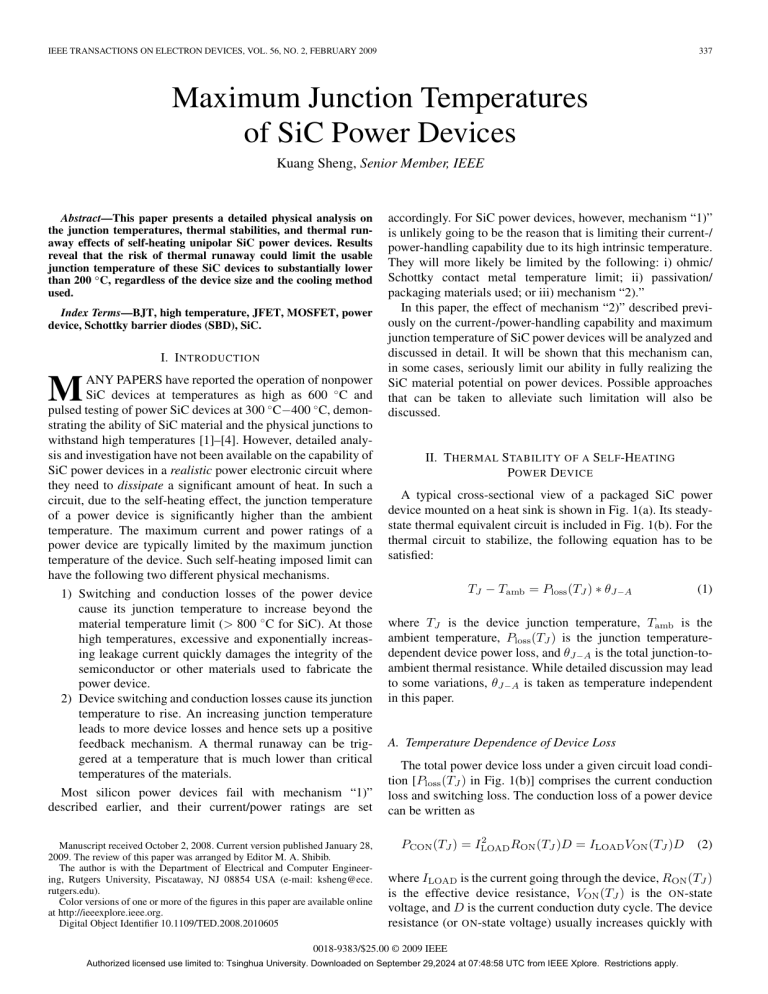 SiC Power Device Junction Temperatures & Thermal Stability