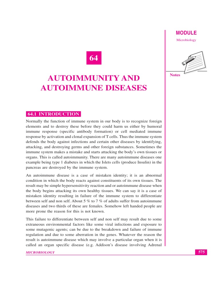 Autoimmunity & Autoimmune Diseases: Microbiology Module