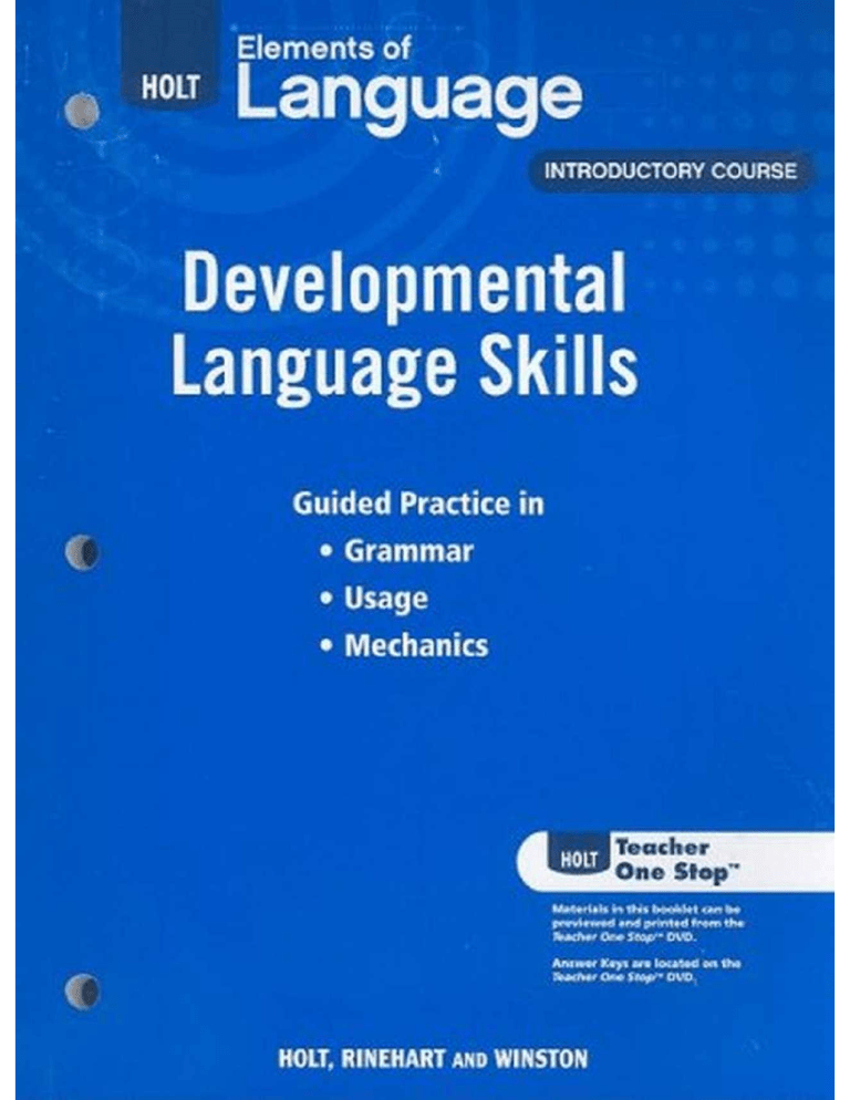 Language Skills Practice Workbook: Grammar, Usage, Mechanics