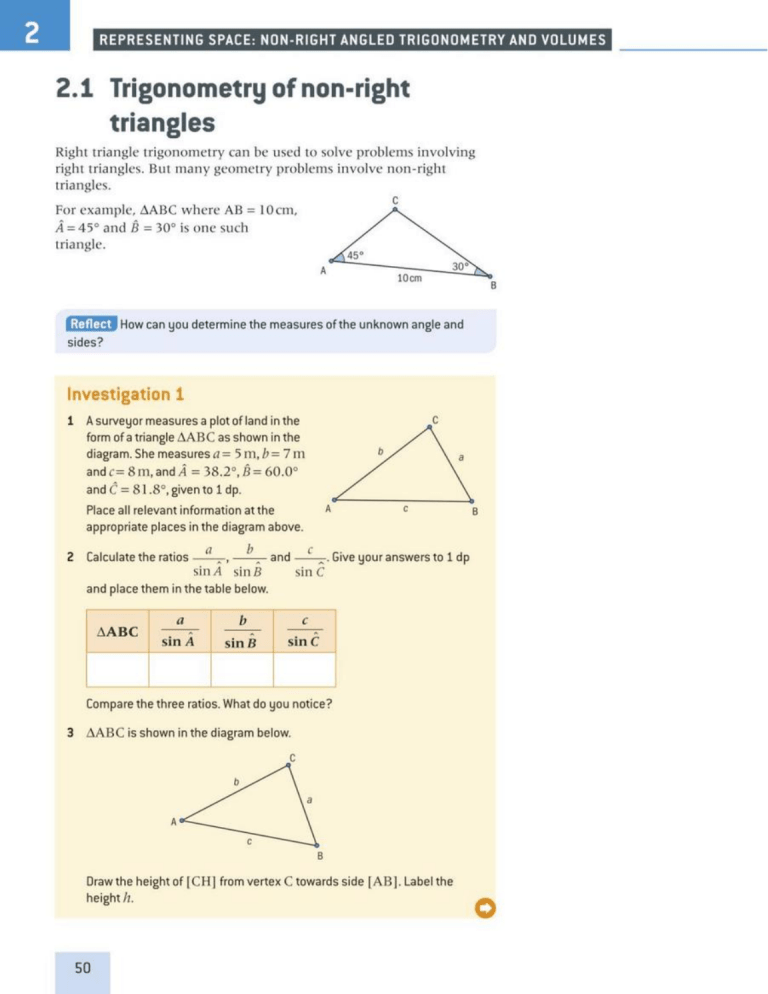 Non-Right Angled Trigonometry & Volumes: Textbook Excerpt