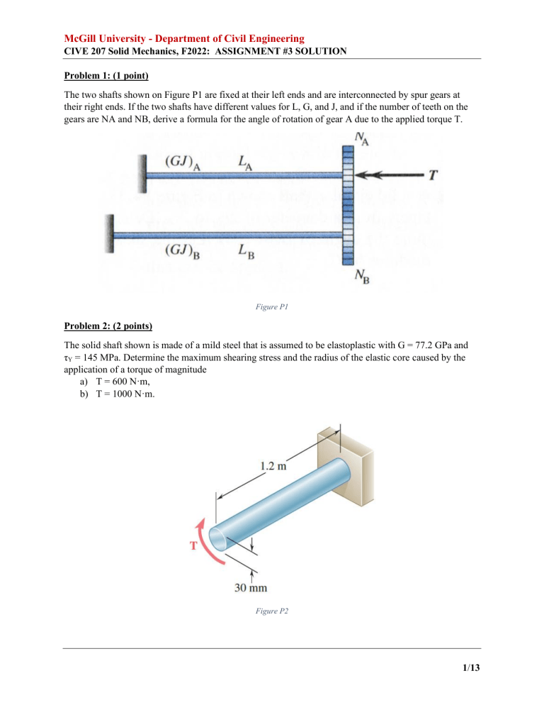 Solid Mechanics Assignment 3 Solutions - McGill University