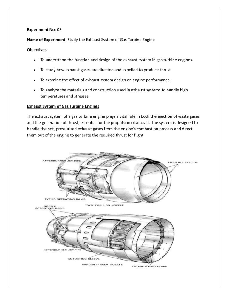 Gas Turbine Engine Exhaust System Lab Report