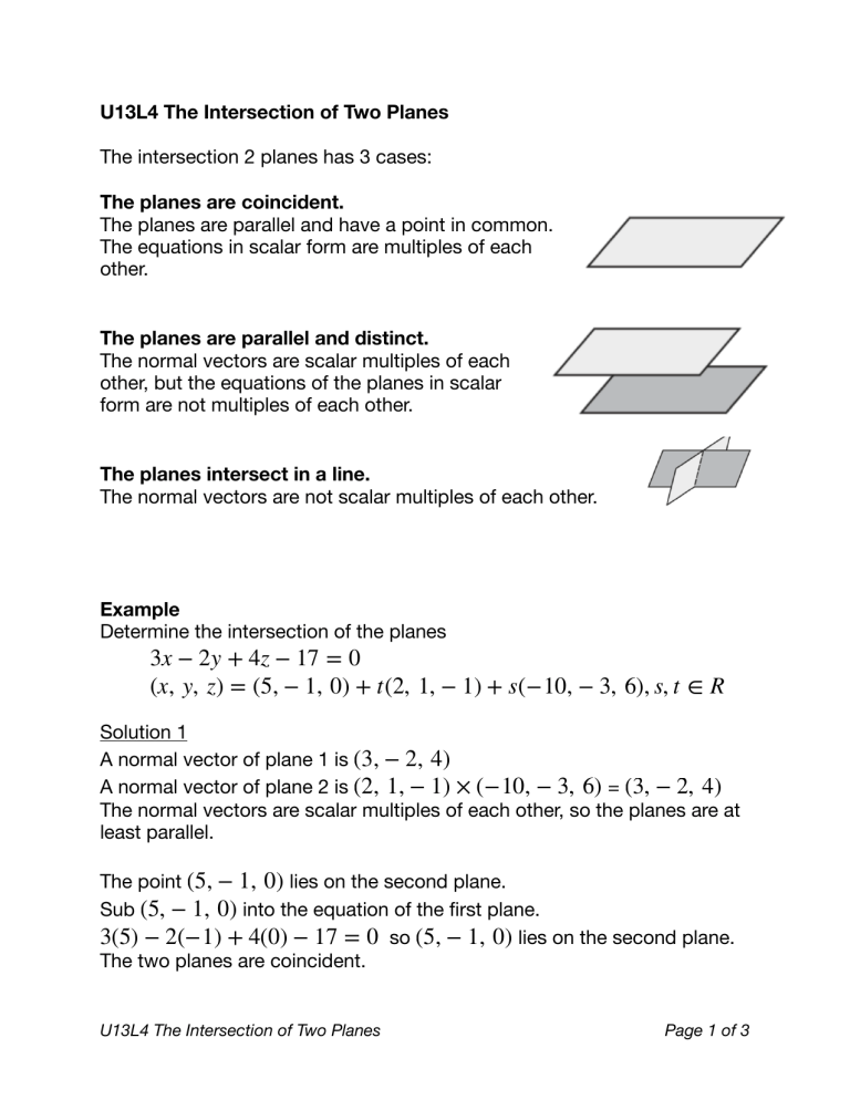 Intersection of Two Planes: Geometry Lesson