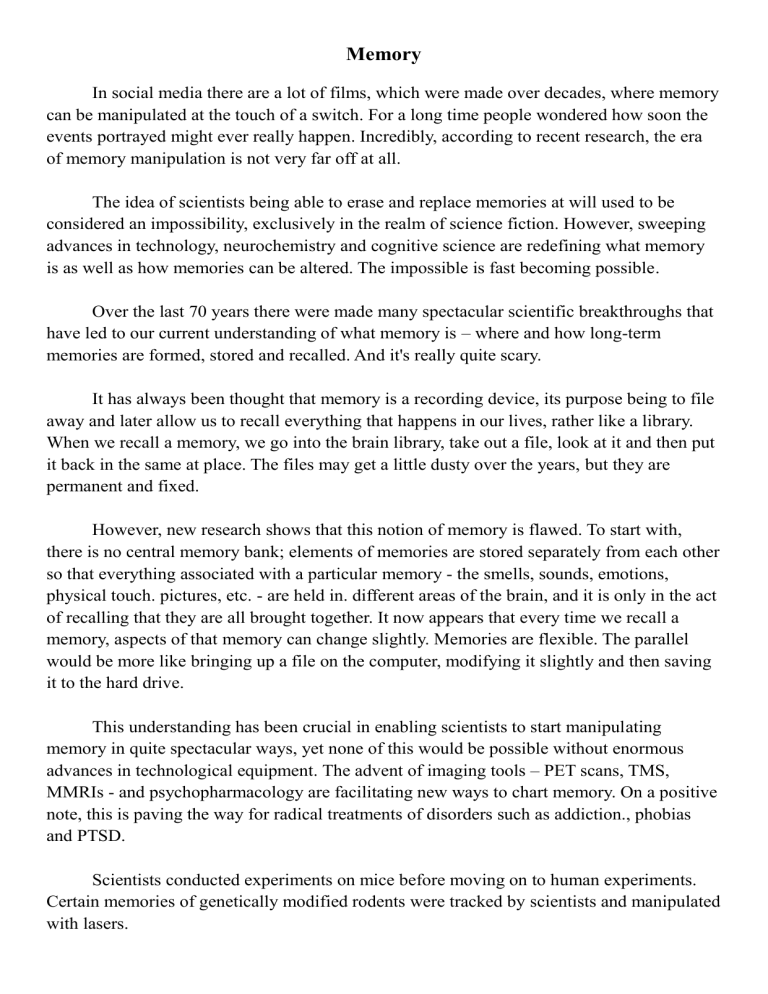 Memory Manipulation: The Science Behind Altering Memories