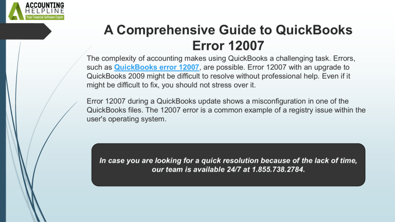 QuickBooks Error 12007: Causes and Solutions Guide