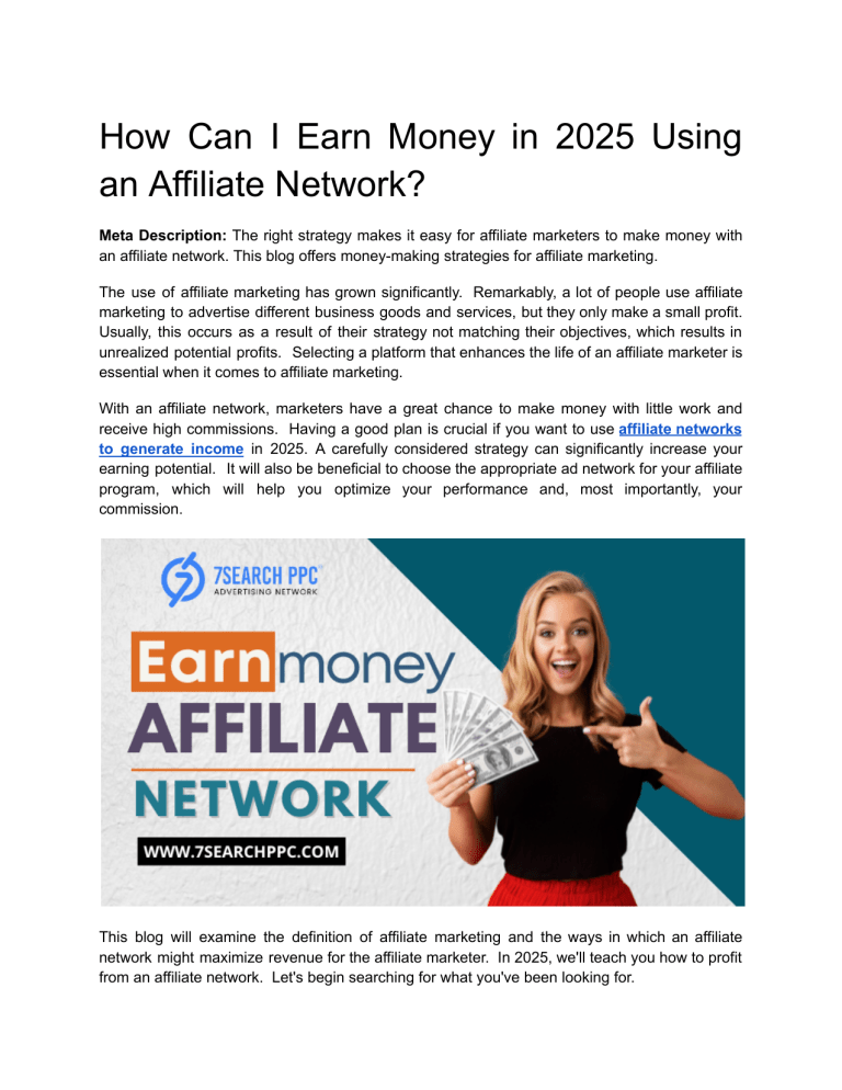 Earn Money with Affiliate Networks in 2025: A Guide