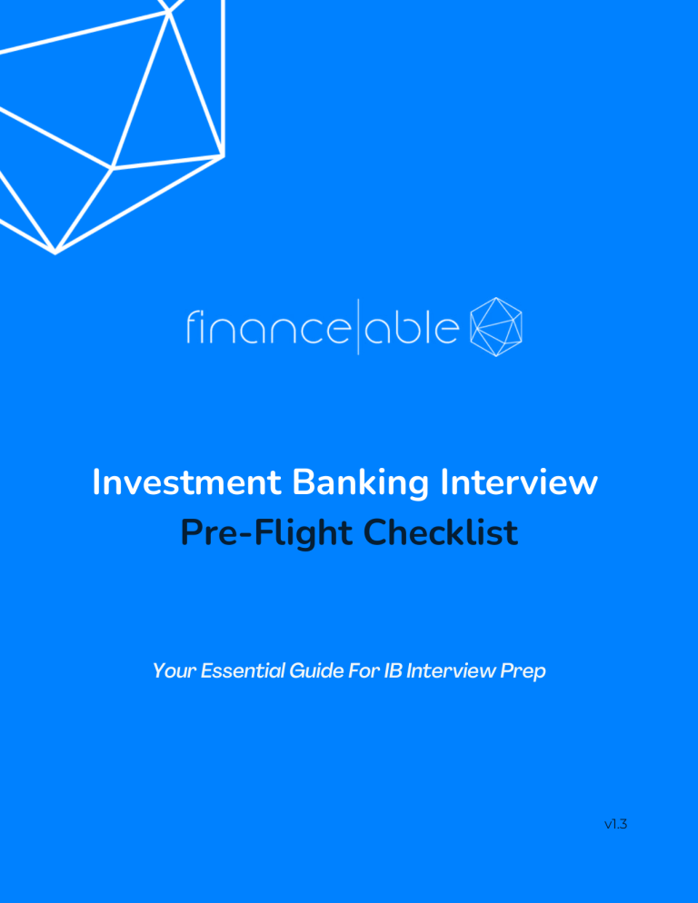 Investment Banking Interview Prep: Your Pre-Flight Checklist