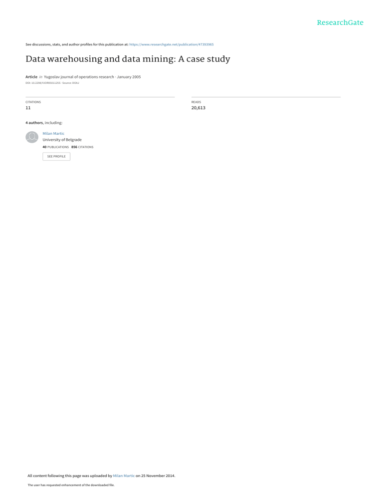 Data Warehousing & Mining: A Case Study