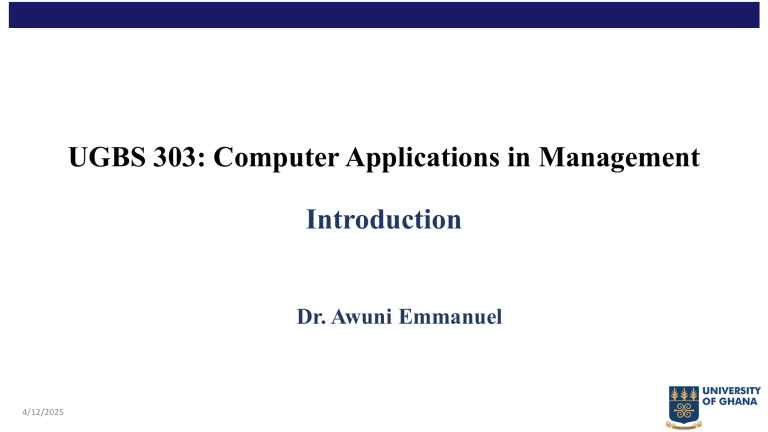 Computer Applications in Management: Software Overview