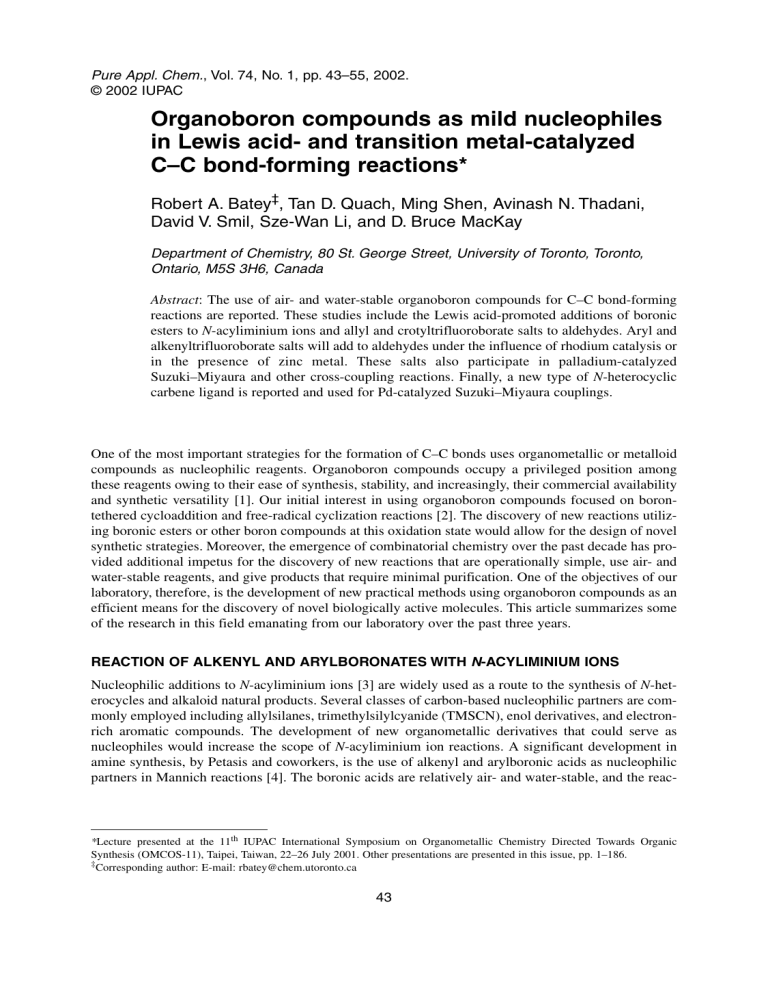 Organoboron Compounds in C-C Bond Formation