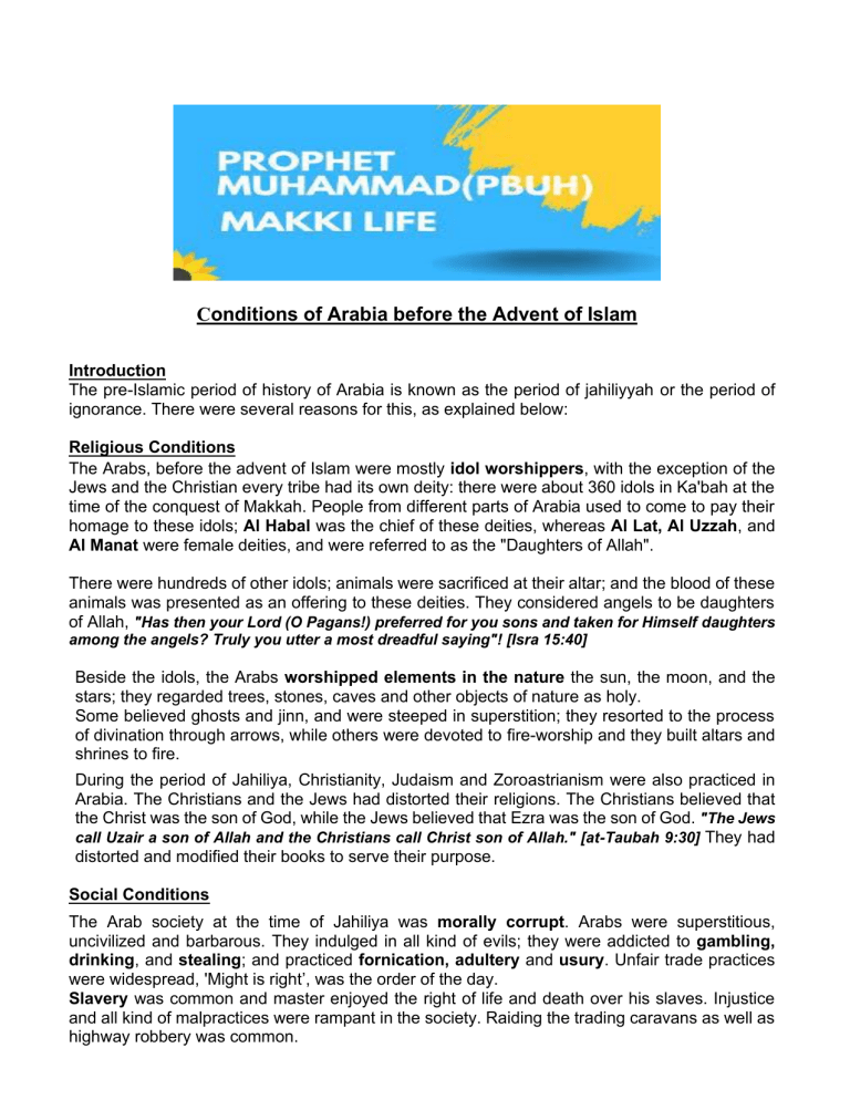 Pre-Islamic Arabia & Prophet Muhammad's Early Life