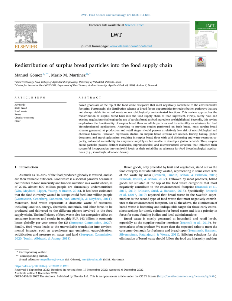 Surplus Bread Redistribution: Food Science & Technology