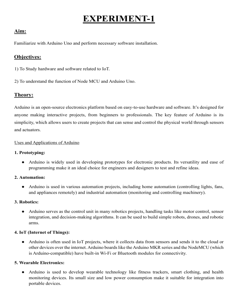 Arduino Uno Lab: LED Blinking & Software Installation