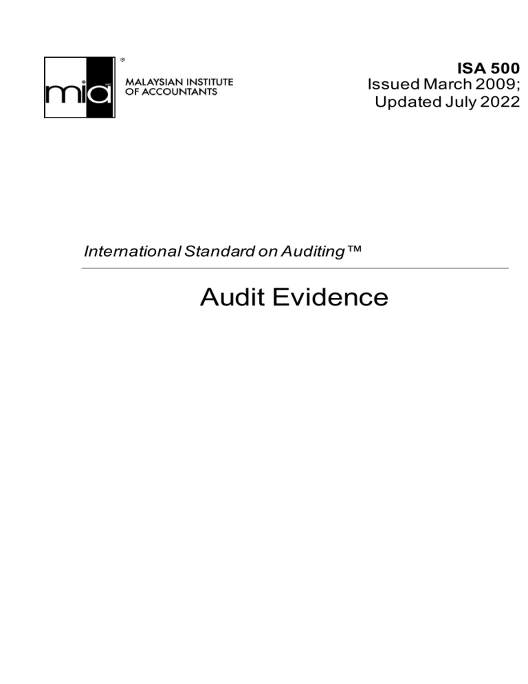 ISA 500: Audit Evidence - International Standard