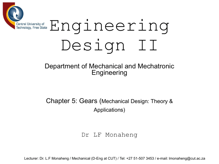Gears: Mechanical Design - Theory & Applications Presentation