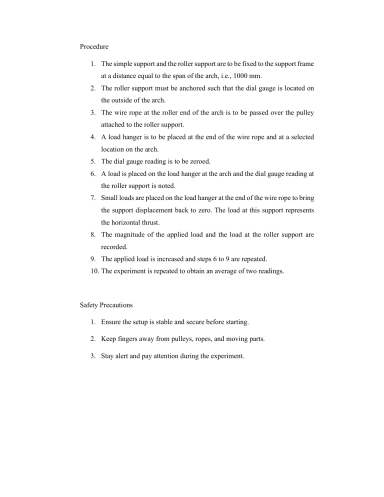 Arch Experiment Procedure & Safety Precautions