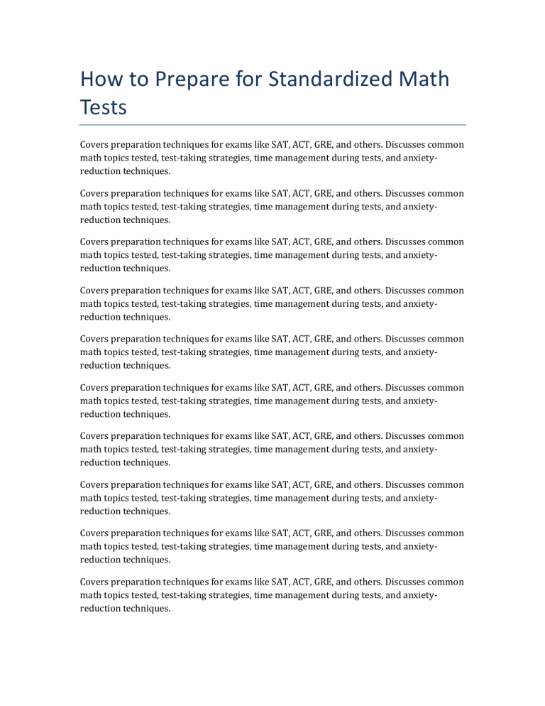 Math Test Prep: SAT, ACT, GRE Strategies & Techniques