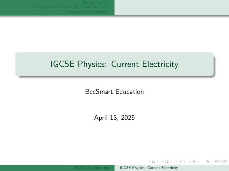 Electric Current, EMF, Resistance: IGCSE Physics