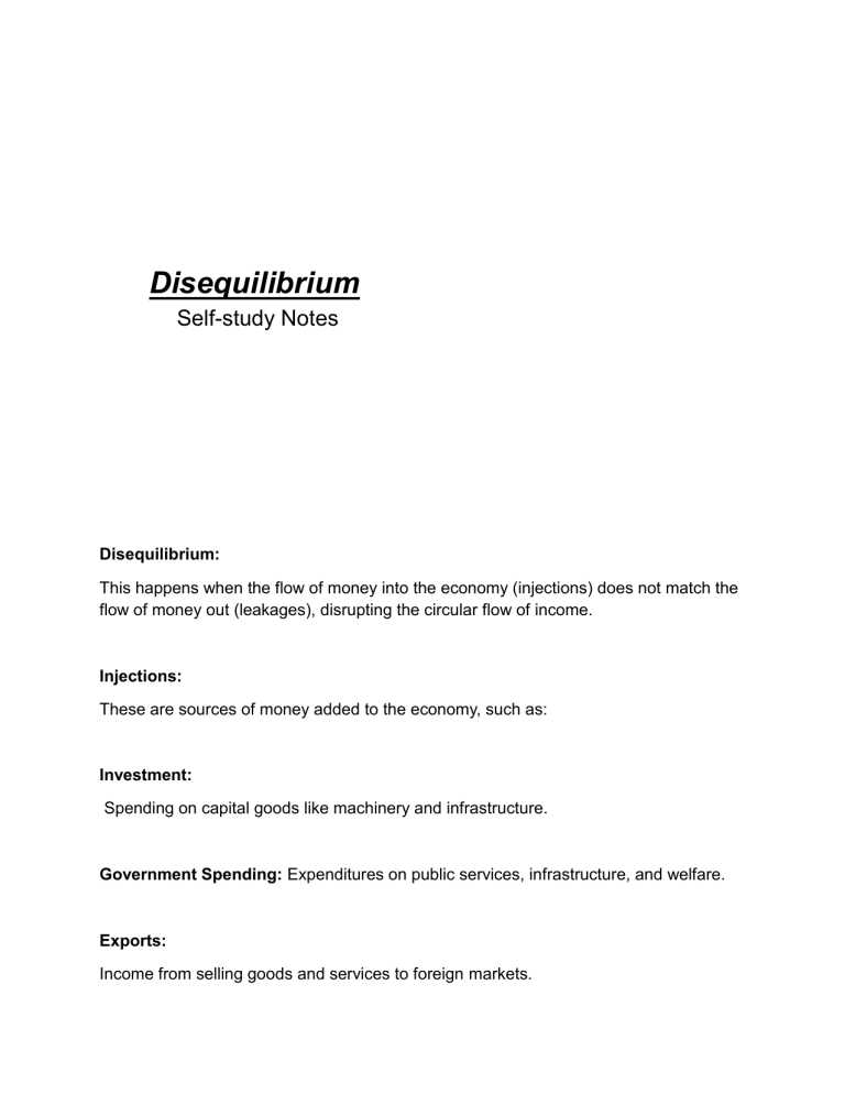 Disequilibrium: Injections, Leakages & Economic Flow