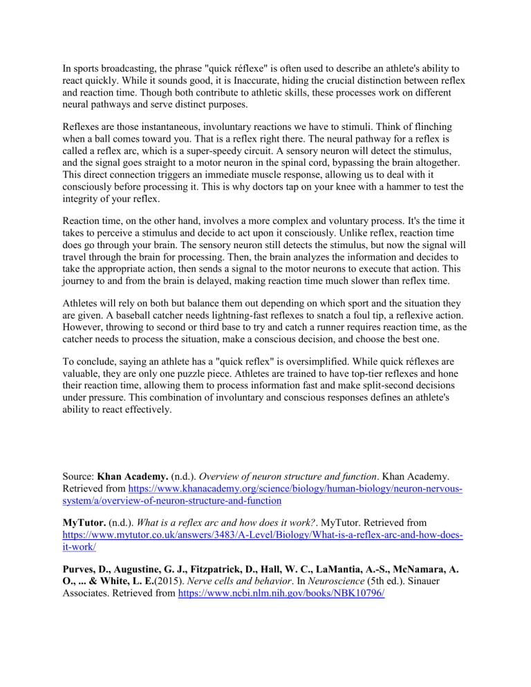 Reflex vs. Reaction Time: Understanding Athletic Performance