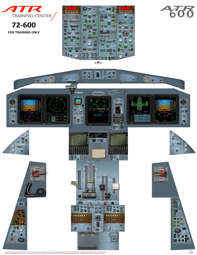 ATR 72-600 Cockpit Panel Diagram - Training Use
