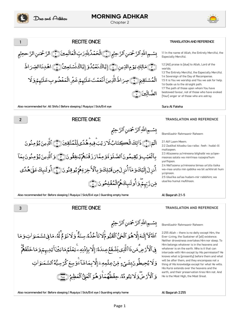 Morning Adhkar: Quranic Verses for Daily Recitation
