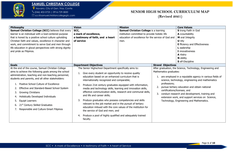 Physical Science Curriculum Map - Senior High School