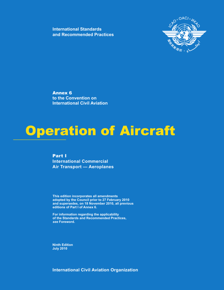 ICAO Annex 6 Part I: Aircraft Operation Standards & Practices
